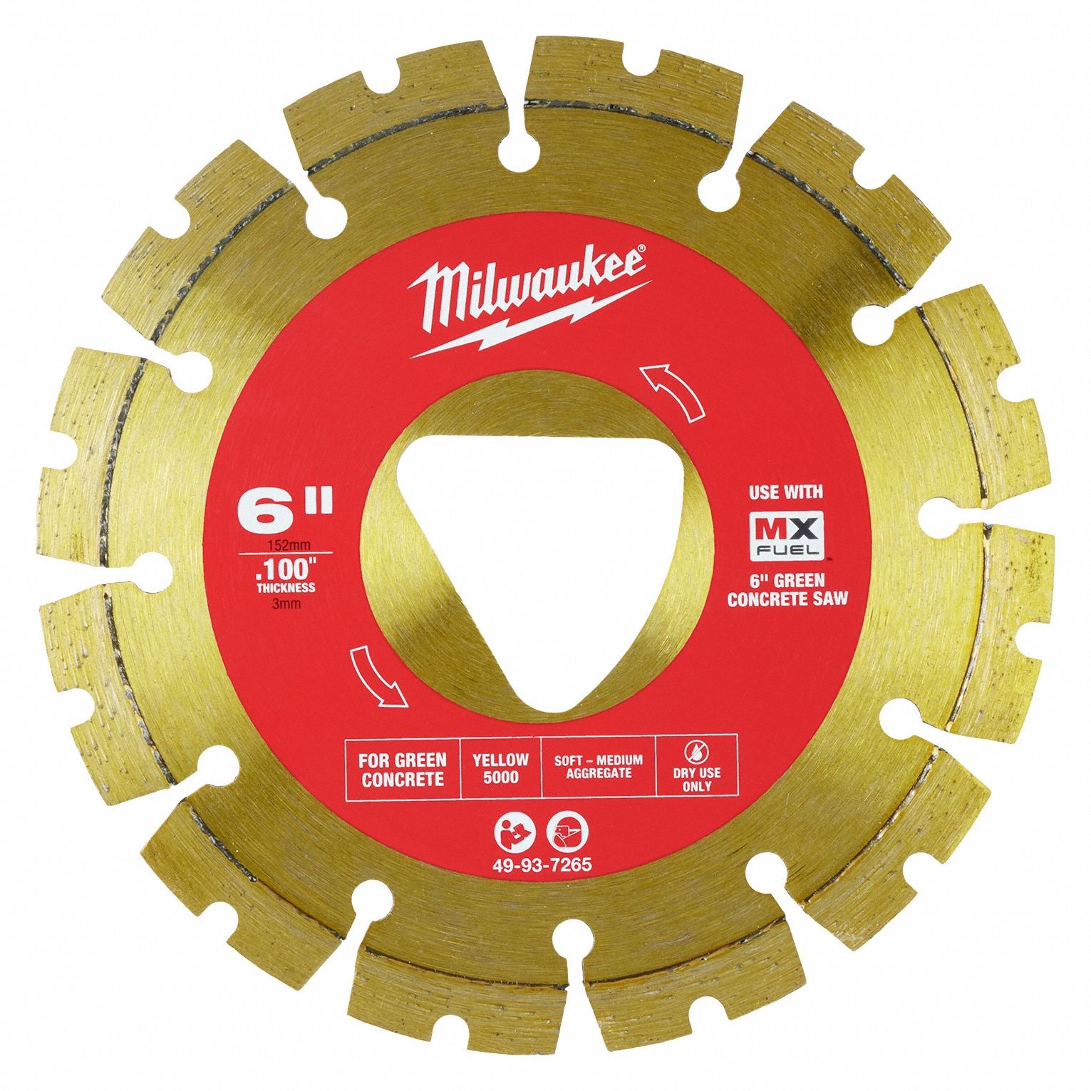 MILWAUKEE, Green Concrete, 6 in Blade Dia., Diamond Saw Blade - 811DZ9 ...