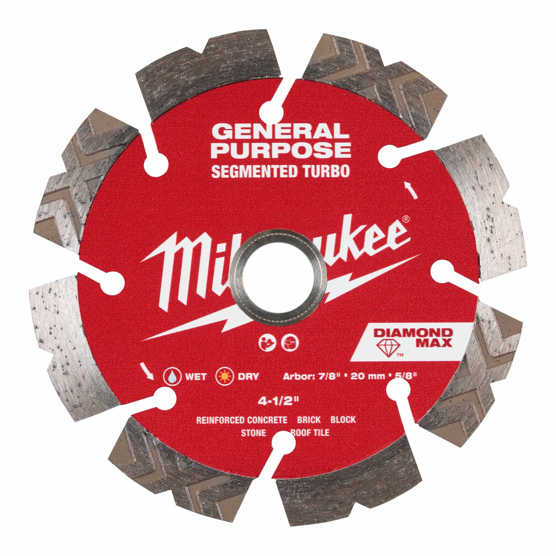 MILWAUKEE, Block/Brick/Concrete/Stone, 4 1/2 in Blade Dia., Diamond Saw ...