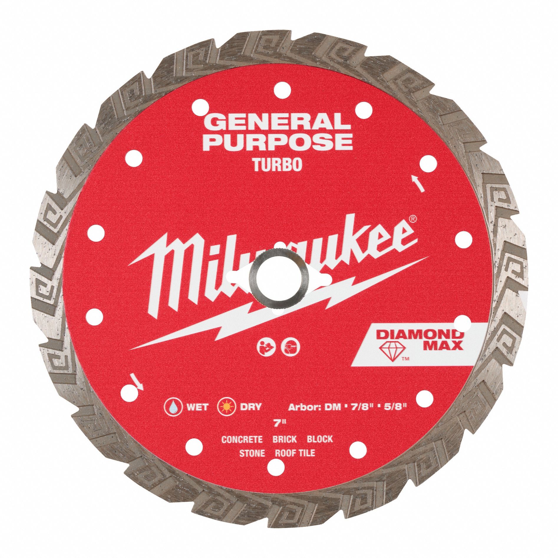 MILWAUKEE, Block/Brick/Concrete/Pavers/Roof Tile, 7 in Blade Dia ...