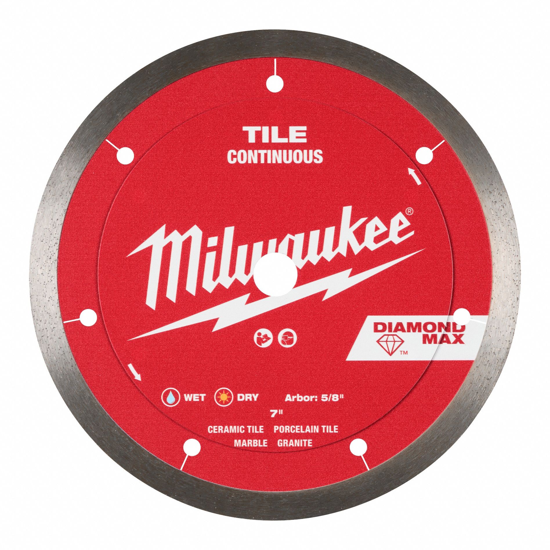 MILWAUKEE, Granite/Marble/Tile, 7 in Blade Dia., Diamond Saw Blade ...