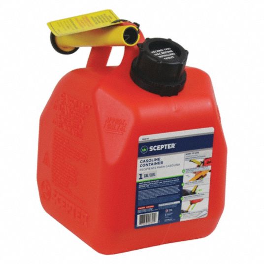 SCEPTER Gas Can, Polypropylene, 1 gal Capacity, 9-23/64" Height, 7-45/ ...