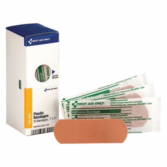Strip Bandages, 1 in Wd, Adhesive Bandage - 491A54|FAE-3002 - Grainger