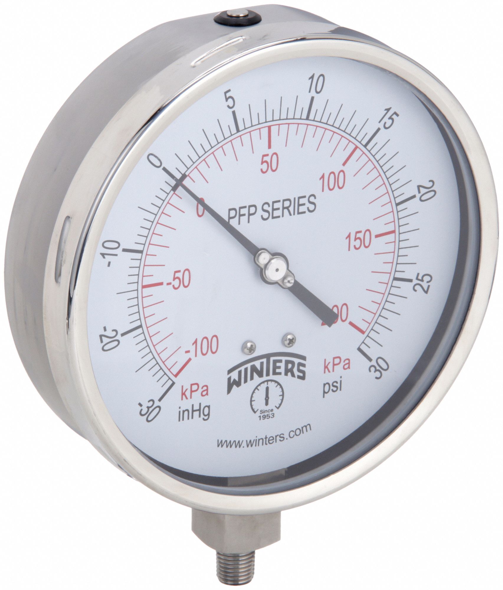 WINTERS, 30 in Hg to 0 psi / Hg to 30 psi, 6 in Dial, Industrial Compound Gauge - 491C32|PFP1052 ...
