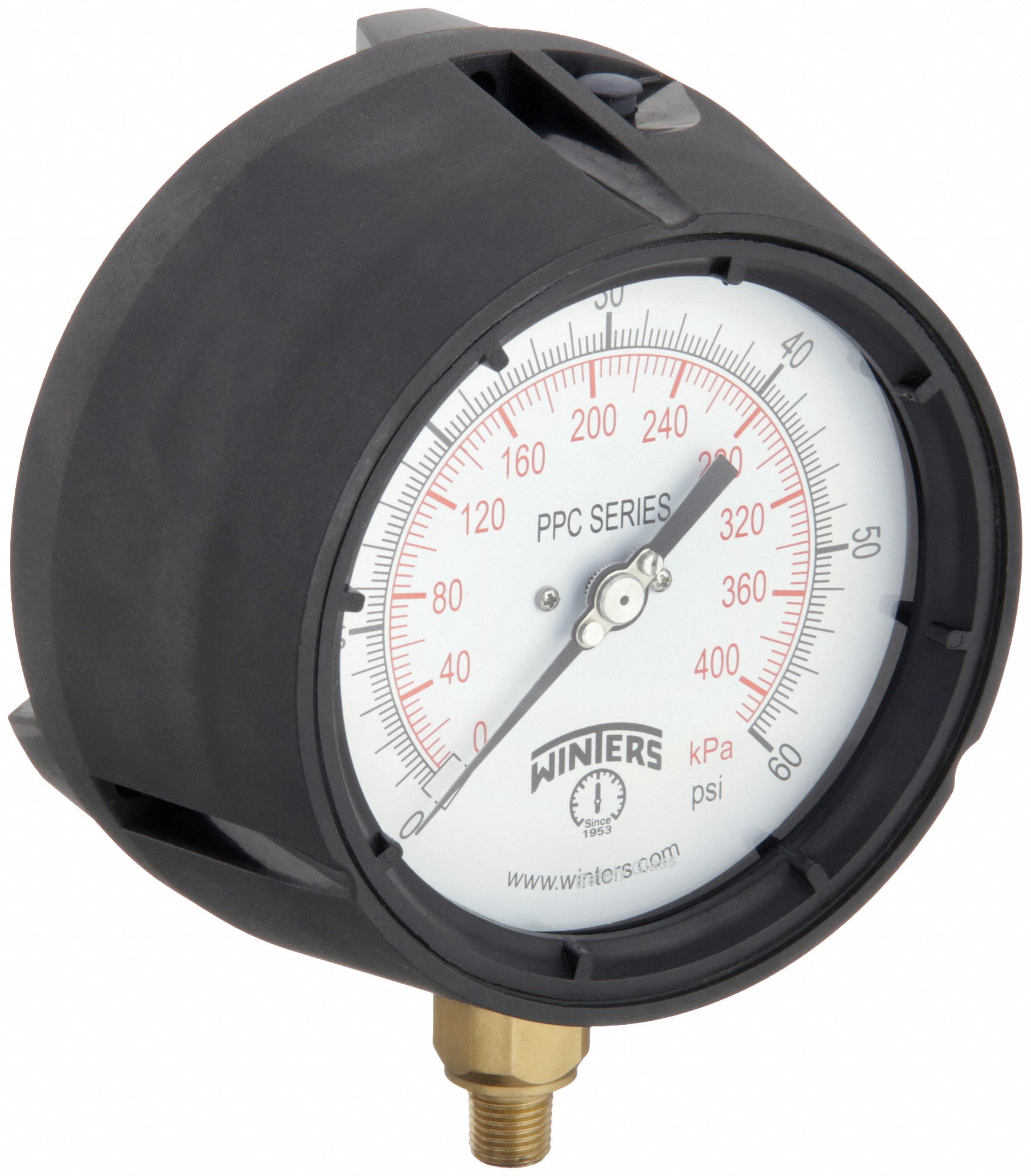WINTERS, 0 psi to 60 psi, White, Process Pressure Gauge - 491D11 ...
