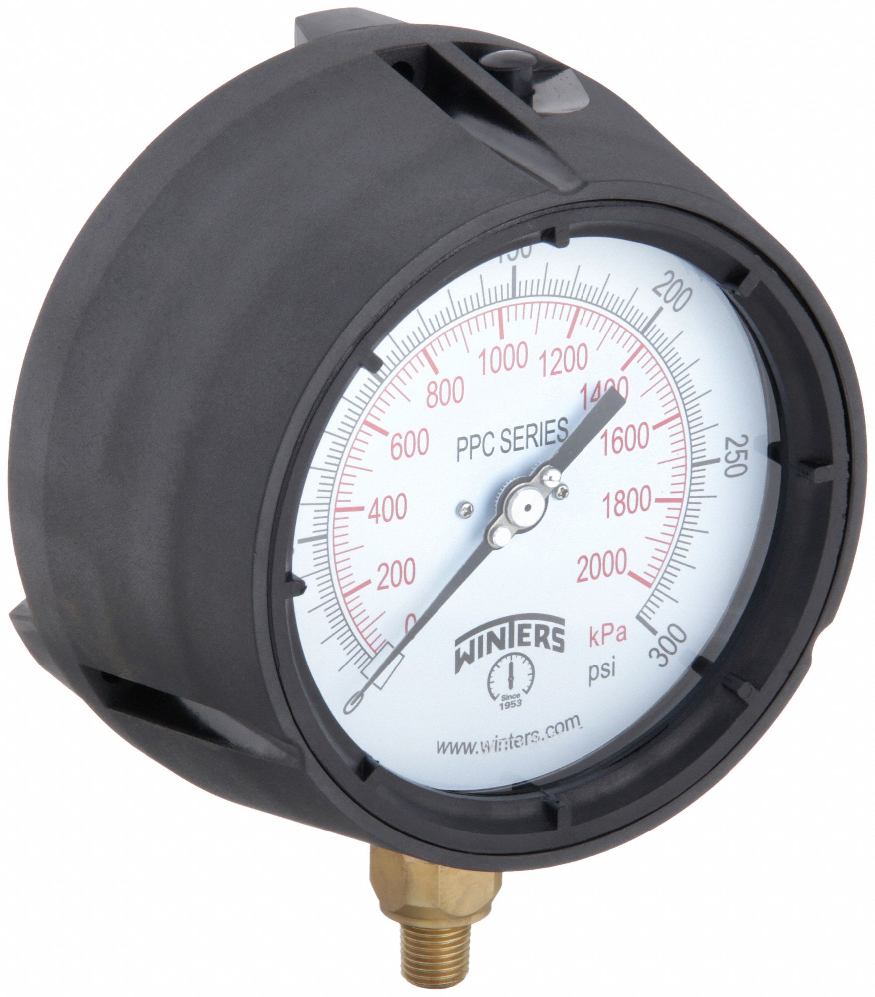 WINTERS, 0 psi to 300 psi, White, Process Pressure Gauge - 491D15 ...