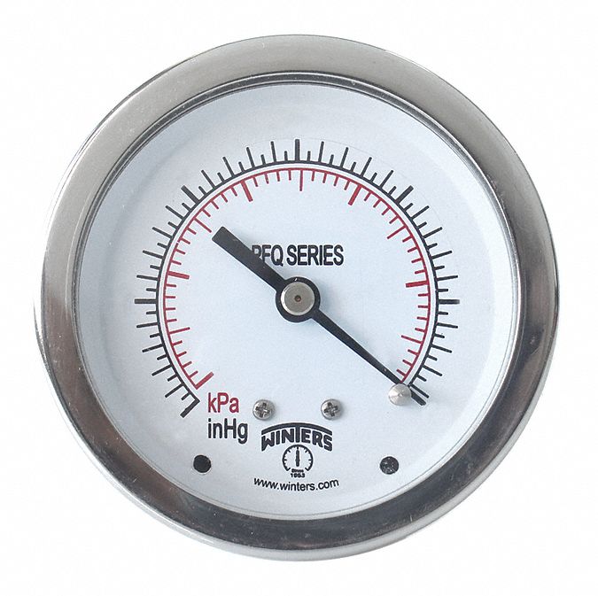 WINTERS, 30 in Hg to 0 psi / Hg to 30 psi, 2 1/2 in Dial, Industrial Compound Gauge - 491F50 ...
