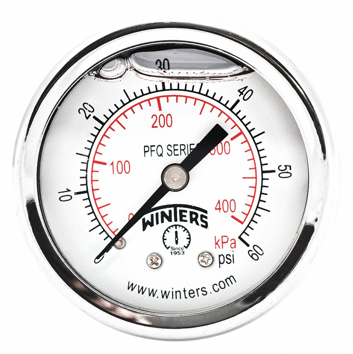 WINTERS, Front Flange, 0 psi to 60 psi, Panel-Mount Pressure Gauge ...