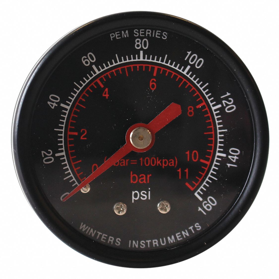 WINTERS, 0 psi / Hg to 160 psi, 2 in Dial, Commercial Pressure Gauge ...