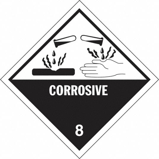 Corrosive 8, 4 in Label Wd, DOT Container Label - 491G45|393 - Grainger
