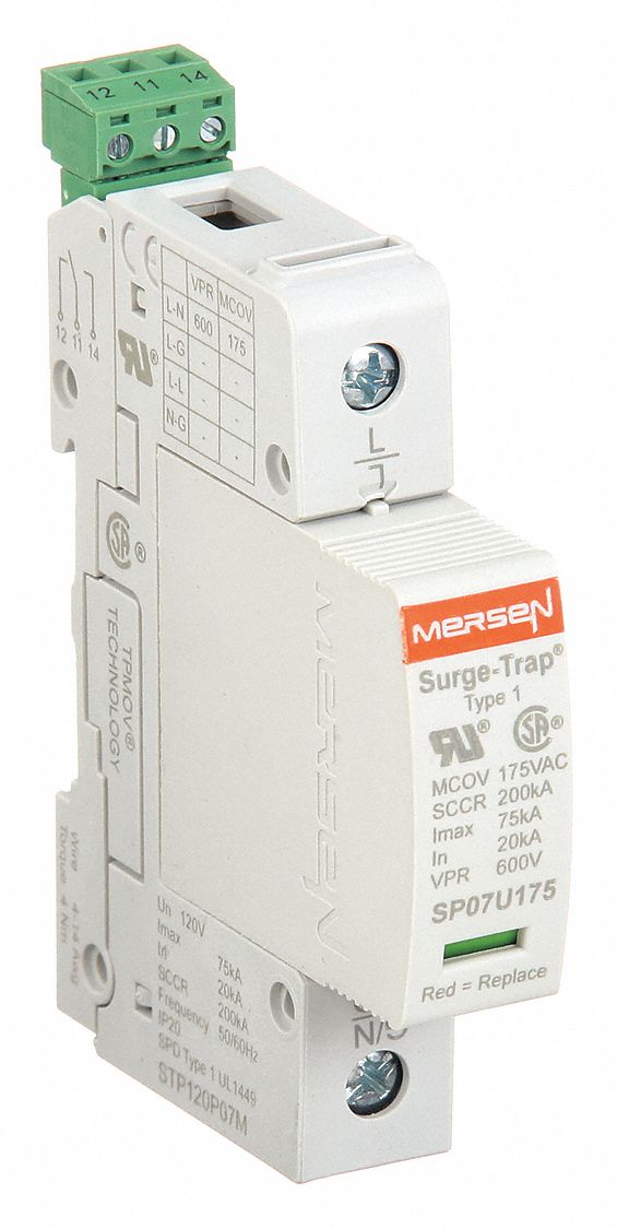 MERSEN, Single Phase, 120V AC, Surge Protection Device - 491G58 ...