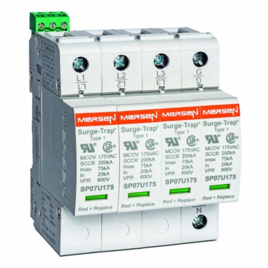 MERSEN Surge Protection Device: Three Phase, 480V AC Wye, 4 Poles, 5 ...