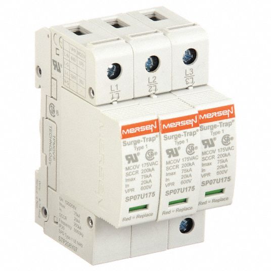 MERSEN, Three Phase, 120/208V AC Wye, Surge Protection Device - 491G60 ...