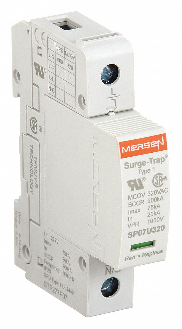 MERSEN, Single Phase, 277V AC, Surge Protection Device - 491G65 ...