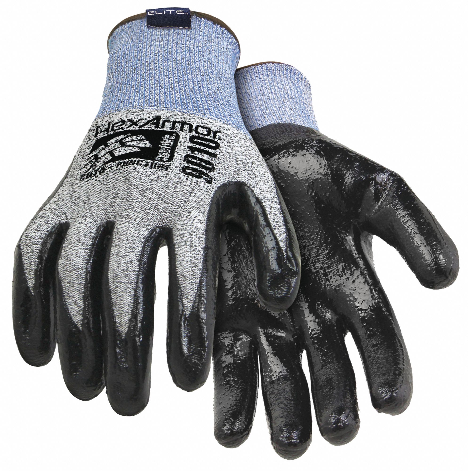 HEXARMOR Coated Gloves: M ( 8 ), ANSI Cut Level A8, Palm, Dipped, Nitrile, Smooth, Gray, 1 PR ...