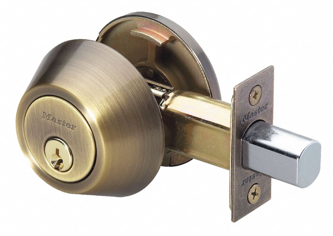 MASTER LOCK, Cylindrical, 1 3/8 in Door Thick - Max, Deadbolt Lock ...