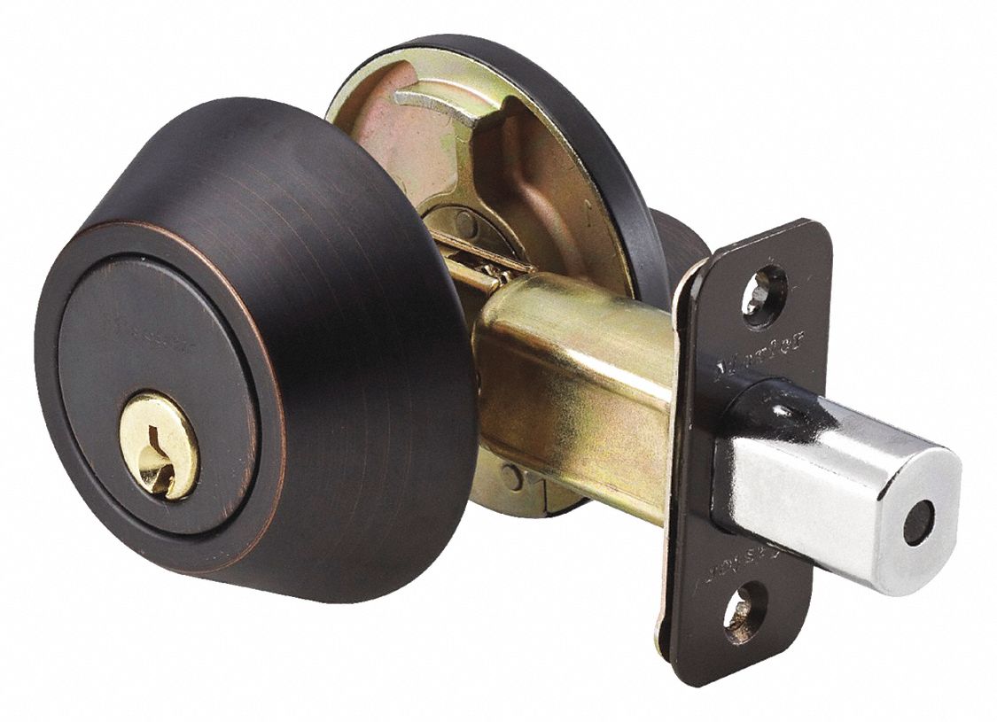 MASTER LOCK, Cylindrical, 1 3/8 in Door Thick - Max, Deadbolt Lock ...