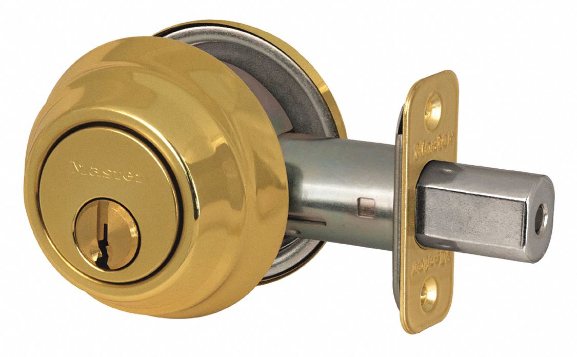 MASTER LOCK, Cylindrical, 1 3/8 in Door Thick - Max, Deadbolt Lock ...