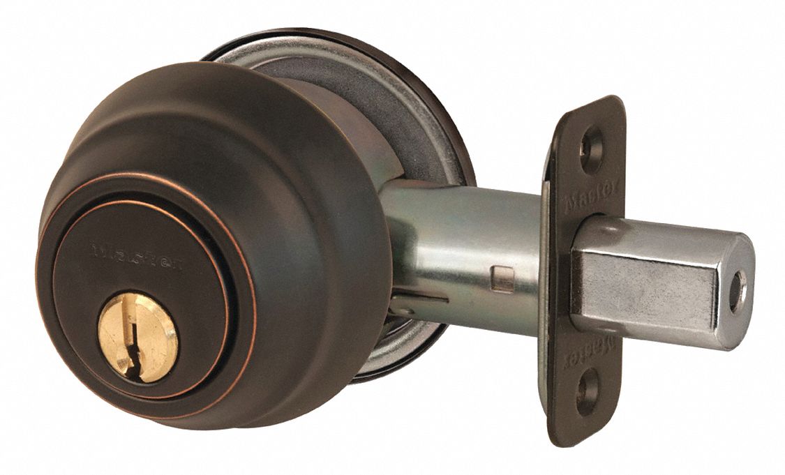 MASTER LOCK, Cylindrical, 1 3/8 in Door Thick - Max, Deadbolt Lock ...