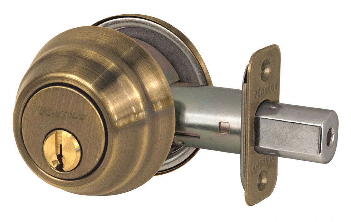 MASTER LOCK, Cylindrical, 1 3/8 in Door Thick - Max, Deadbolt Lock ...