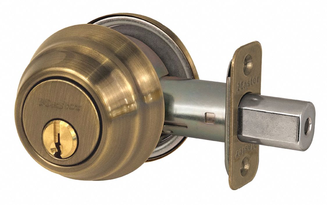 MASTER LOCK, Cylindrical, 1 3/8 in Door Thick - Max, Deadbolt Lock ...