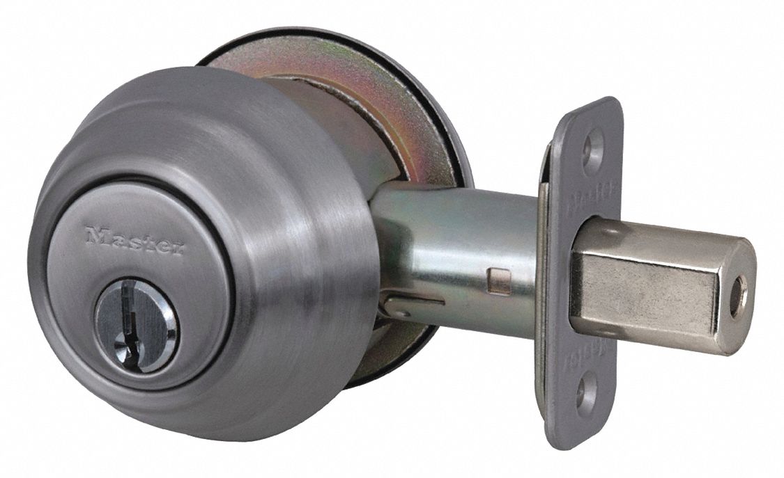 MASTER LOCK, Cylindrical, 1 3/8 in Door Thick - Max, Deadbolt Lock ...