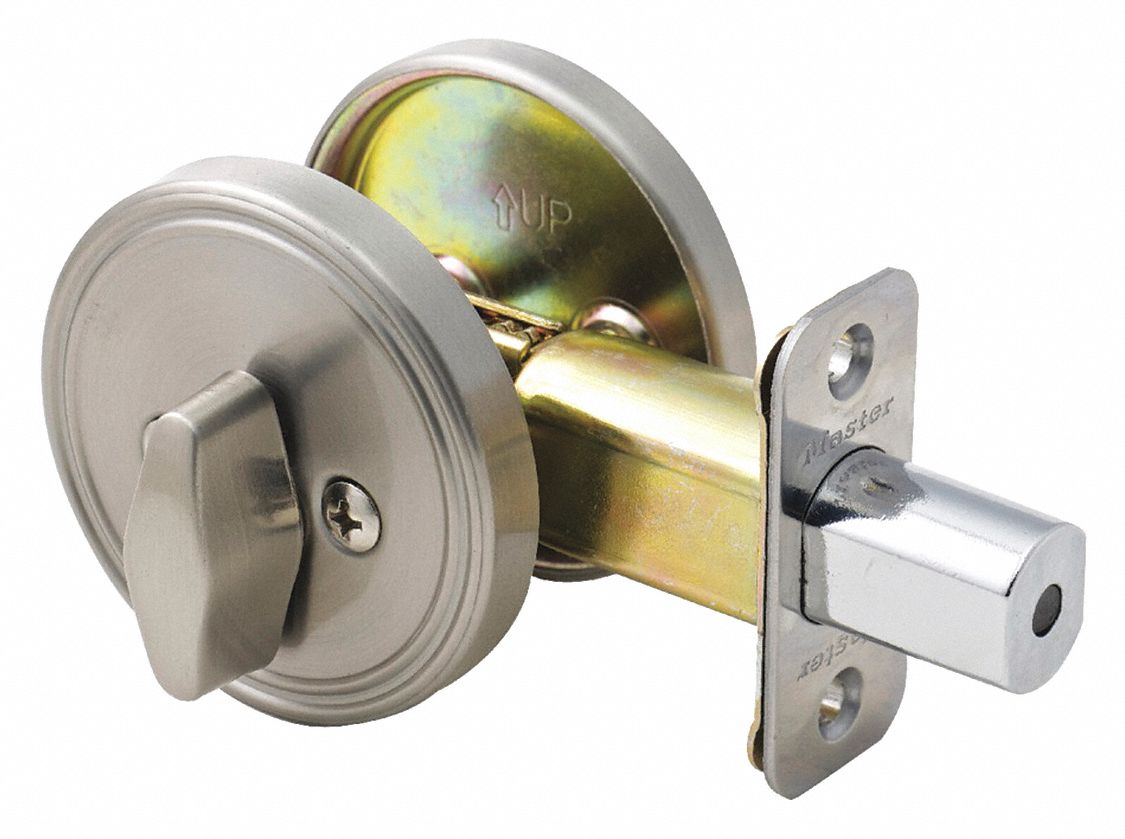 MASTER LOCK, Cylindrical, 1 3/8 in Door Thick - Max, Deadbolt Lock ...