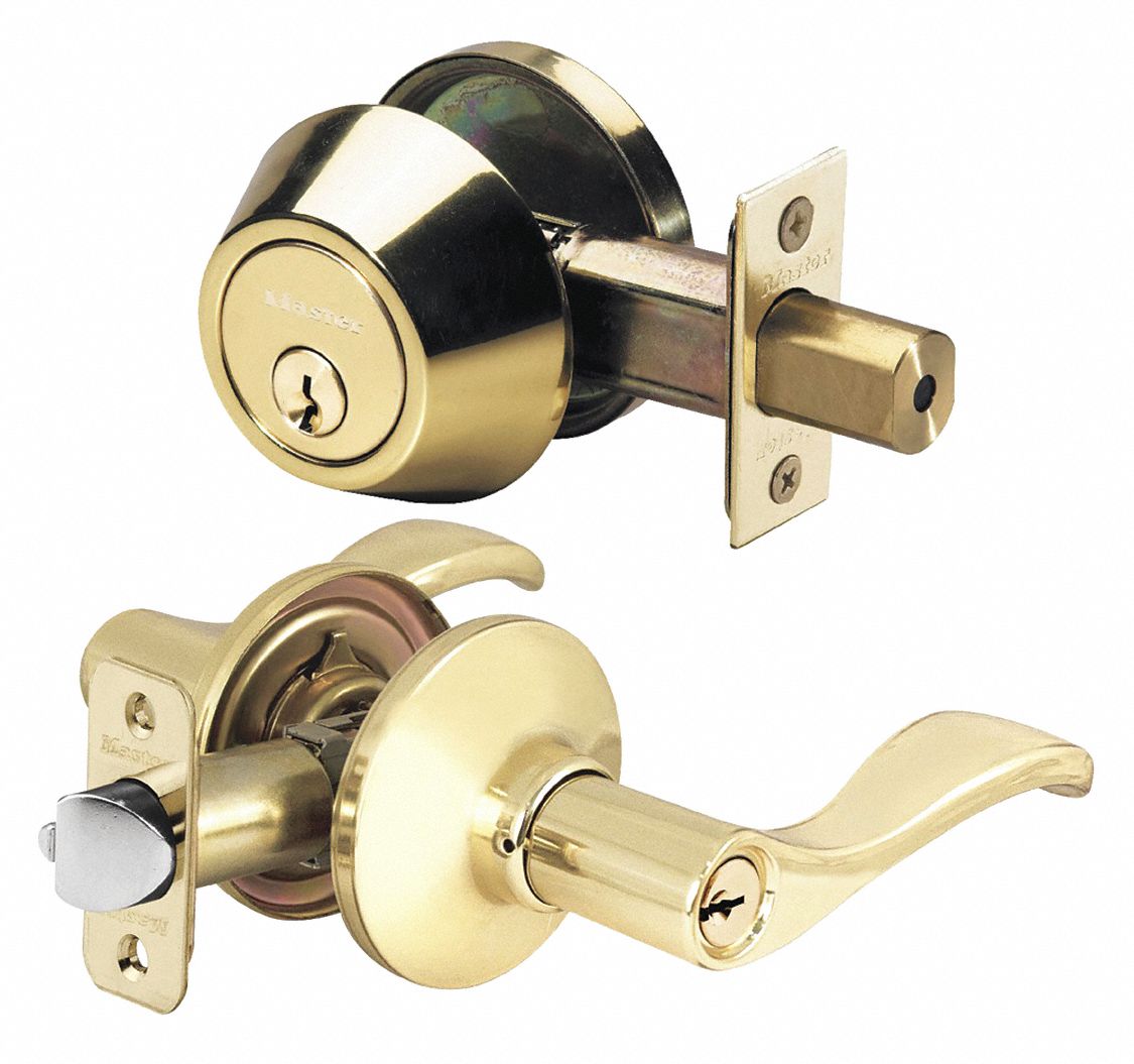 MASTER LOCK, Office Lever Locksets, Brass, Door Locket-Deadbolt Combo ...