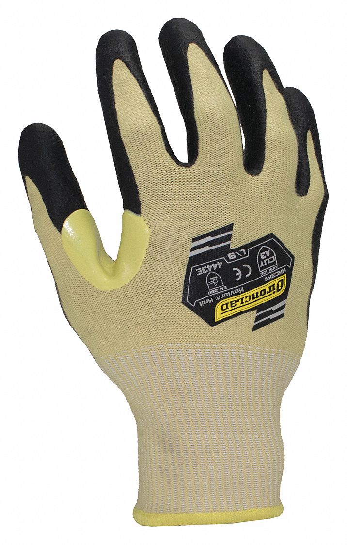 IRONCLAD Coated Gloves: M ( 8 ), ANSI Cut Level A3, Palm, Dipped, Foam ...