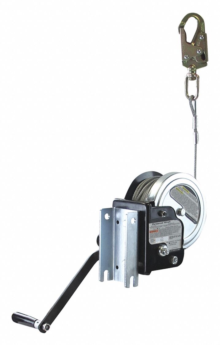 FALLTECH, 310 lb Winch Wt Cap, 120 ft Cable Lg, Man Rated Hoist ...