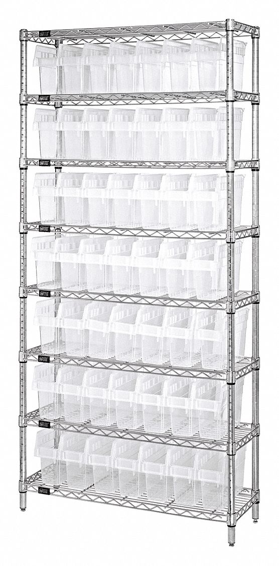 QUANTUM STORAGE SYSTEMS, 12 in x 36 in x 74 in, 1 Sided, Bin Shelving ...