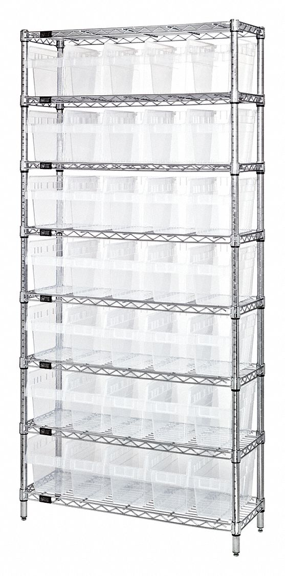 QUANTUM STORAGE SYSTEMS, 18 in x 36 in x 74 in, 1 Sided, Bin Shelving ...