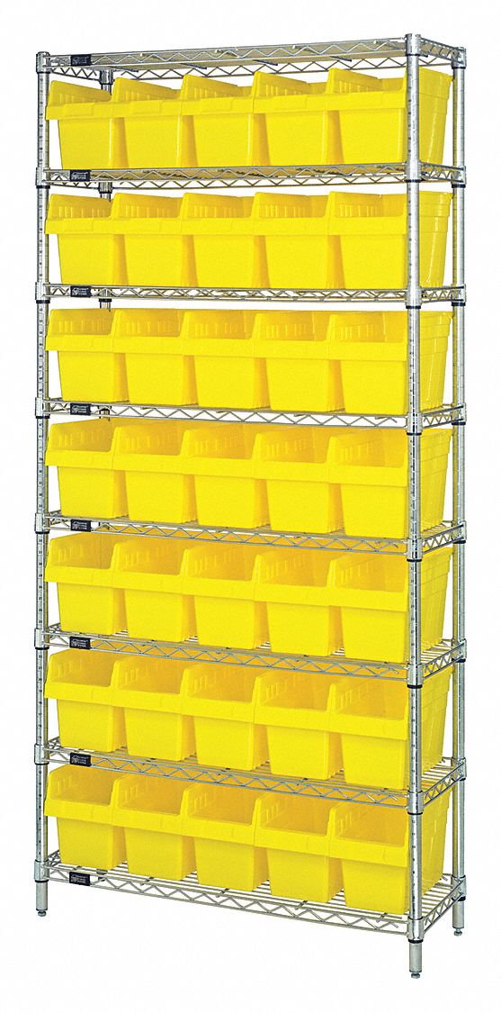 QUANTUM STORAGE SYSTEMS, 12 in x 36 in x 74 in, 1 Sided, Bin Shelving ...