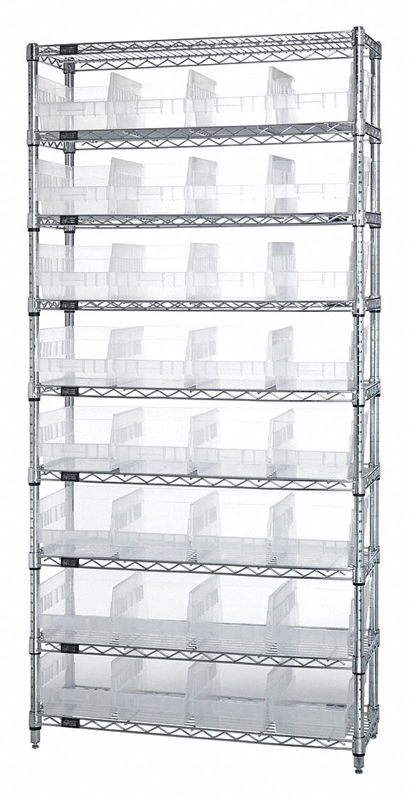 QUANTUM STORAGE SYSTEMS, 12 in x 36 in x 74 in, 1 Sided, Bin Shelving ...