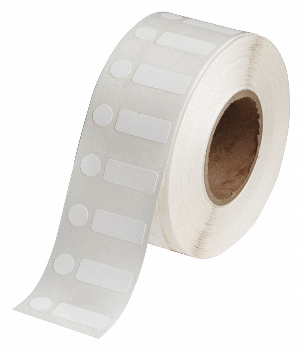 Circle/Rectangle, 3/8 in x 1 in, Pre-Cut Label Stock Roll - 493P93|J20 ...