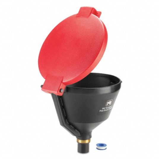 PIG, Lockable, Black / Red, Drum Funnel - 493W76|DRM1681-RD - Grainger