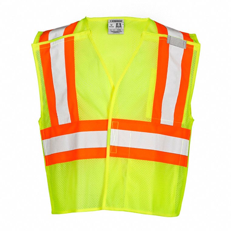 KISHIGO, ANSI Class 2, U, High-Visibility Vest - 493Z19|1174-S - Grainger
