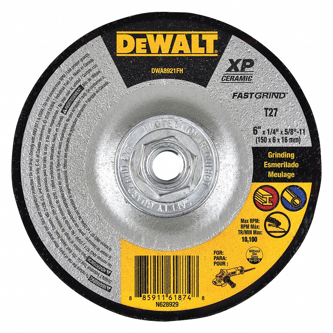 DEWALT, Type 27, 6" x 1/4" x 5/8"-11, Abrasive Cut-Off Wheel - 493Z93 ...