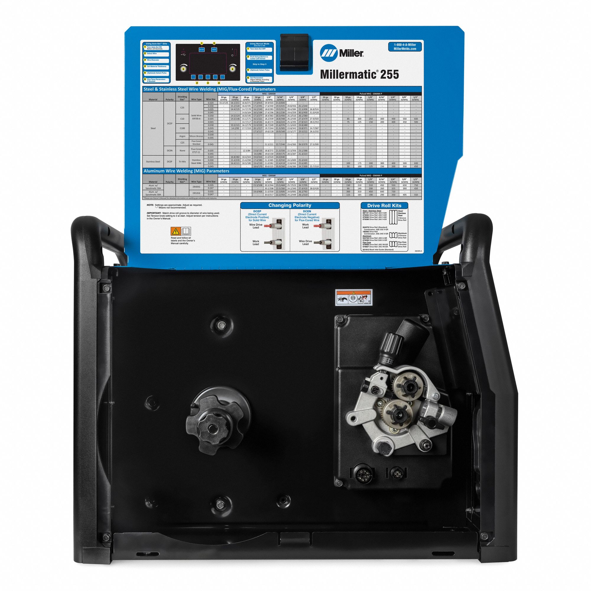MILLER ELECTRIC MIG Welder: Millermatic 255, MIG Pack w/Running Gear ...