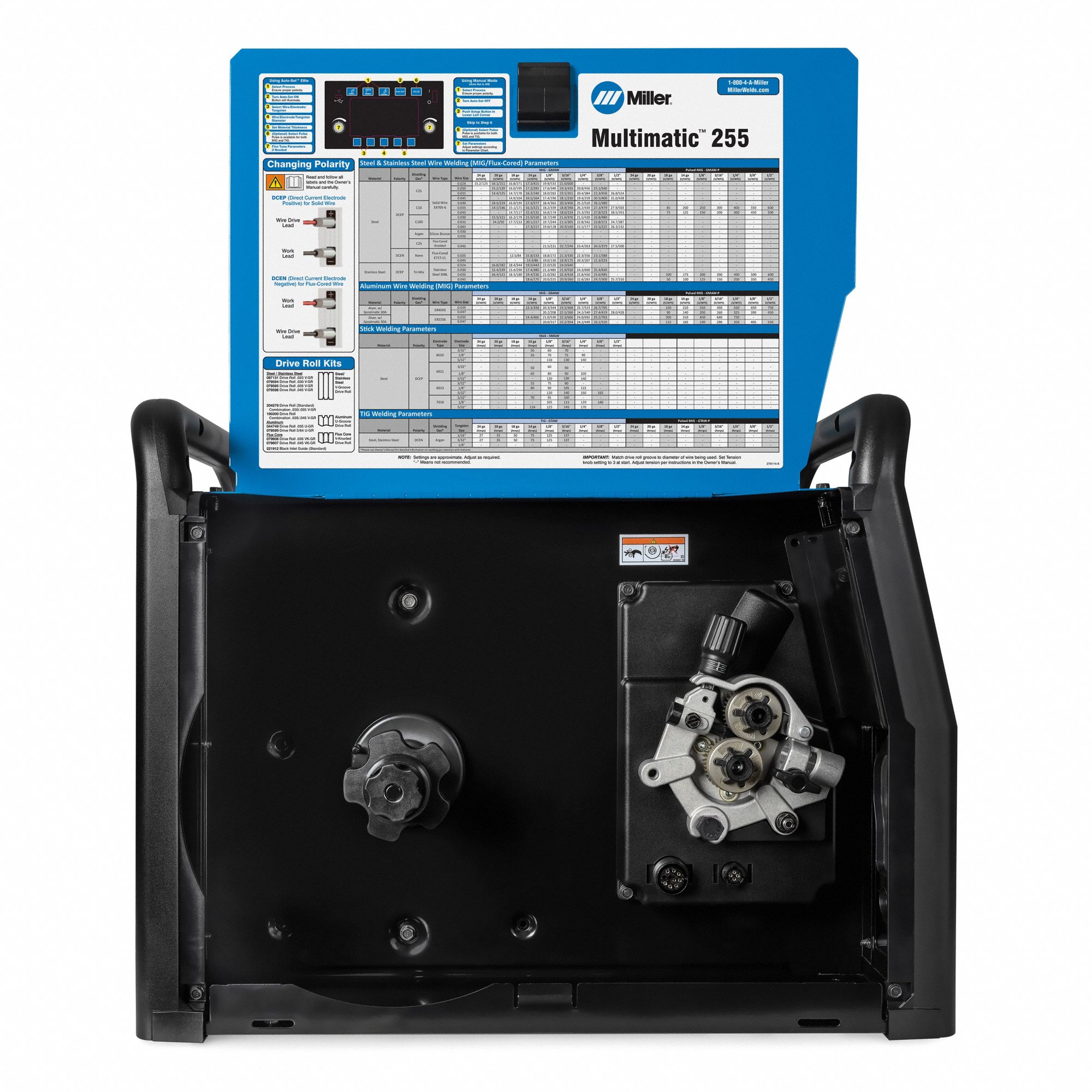 MILLER ELECTRIC Multiprocess Welder: Multimatic 255, DC, MIG/Stick Pack ...