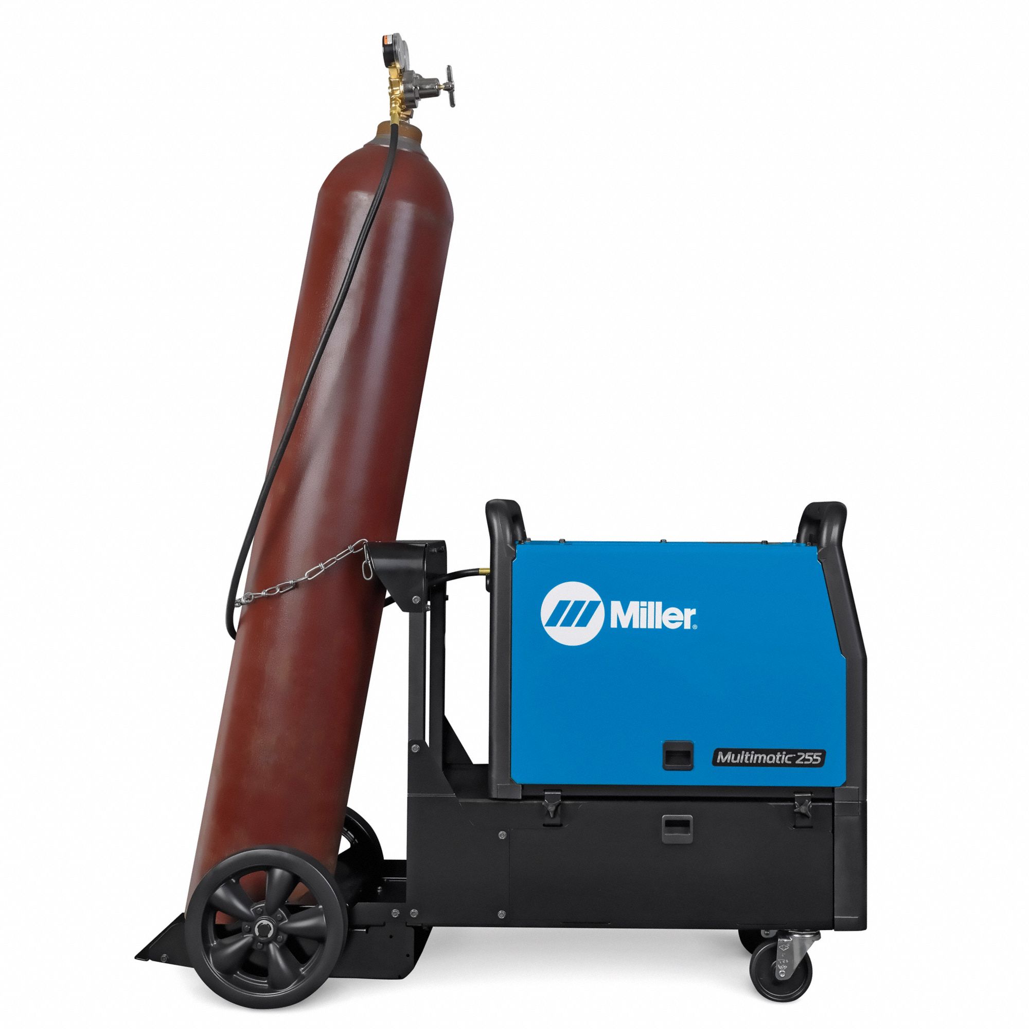 MILLER ELECTRIC Multiprocess Welder: Multimatic 255, DC, MIG/Stick/TIG Pack w/Running Gear ...