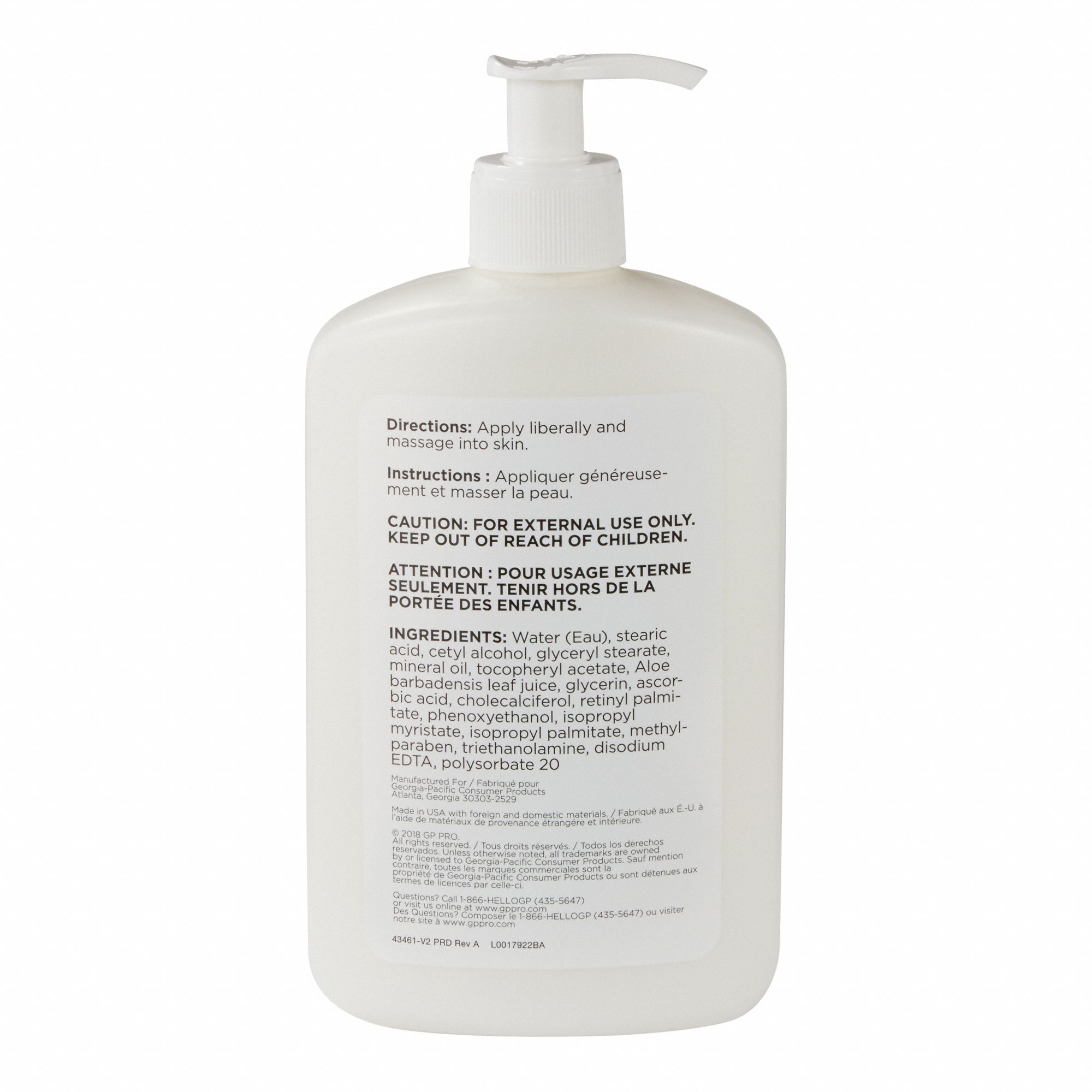 GEORGIA-PACIFIC Hand and Body Lotion: Pump Bottle, Liquid, 443 mL Size ...