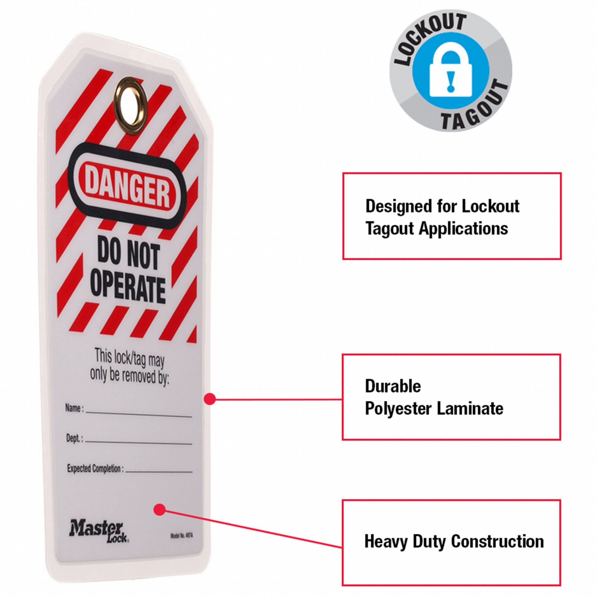 MASTER LOCK Safety Tag: Danger, Do Not Operate, Red/White Background ...
