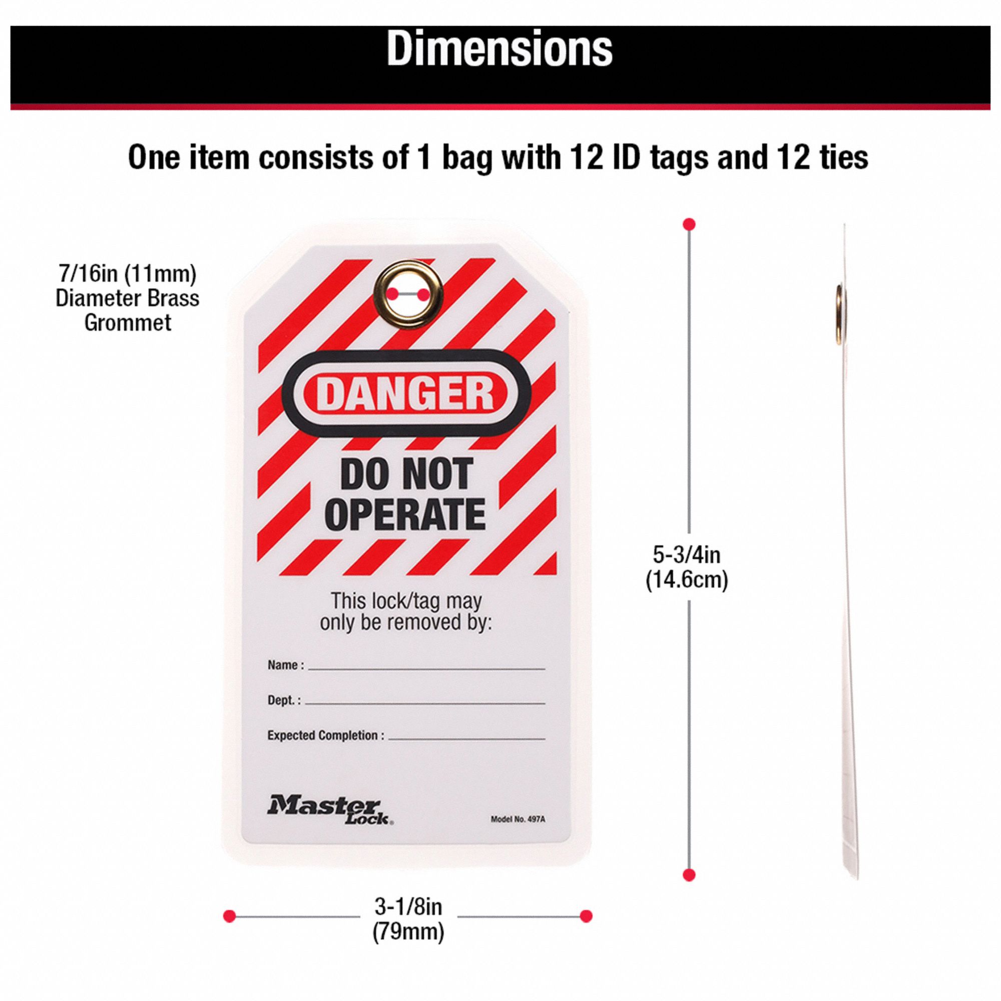 MASTER LOCK Safety Tag: Danger, Do Not Operate, Red/White Background ...