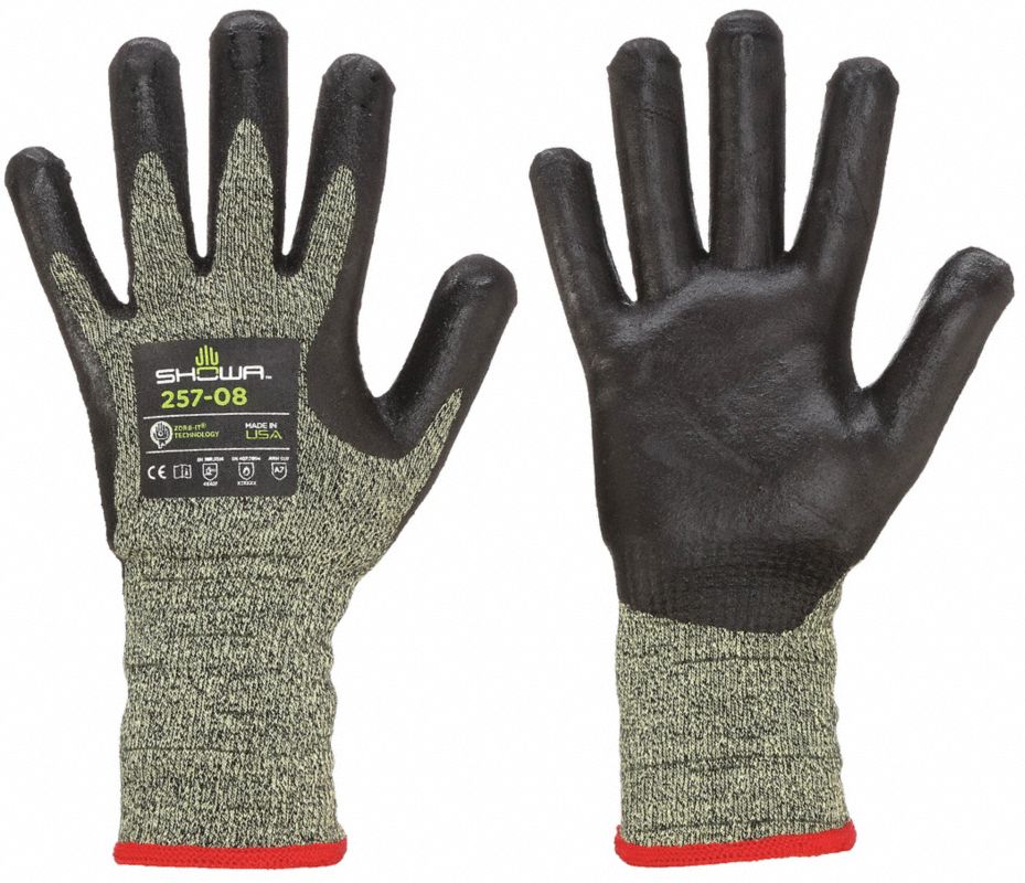 SHOWA Guantes Recubiertos, A7, Kevlar(R), Negro, Amarillo - 497D48 ...