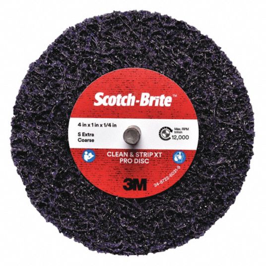SCOTCH-BRITE, 4 in Dia x 1 in W, 1/4 in Straight Shaft, Clean and Strip ...