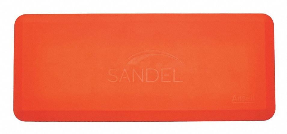 SANDEL Antifatigue Mat: Smooth, 20 in x 4 ft, 3/4 in Thick, Orange ...
