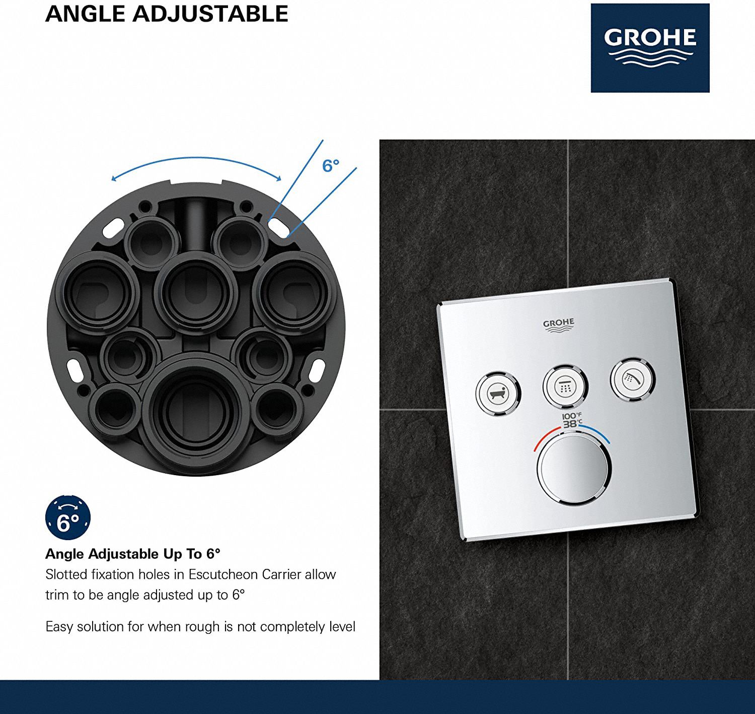 GROHE Triple Function Thermostatic Trim: Grohe, For Use With Grohtherm ...