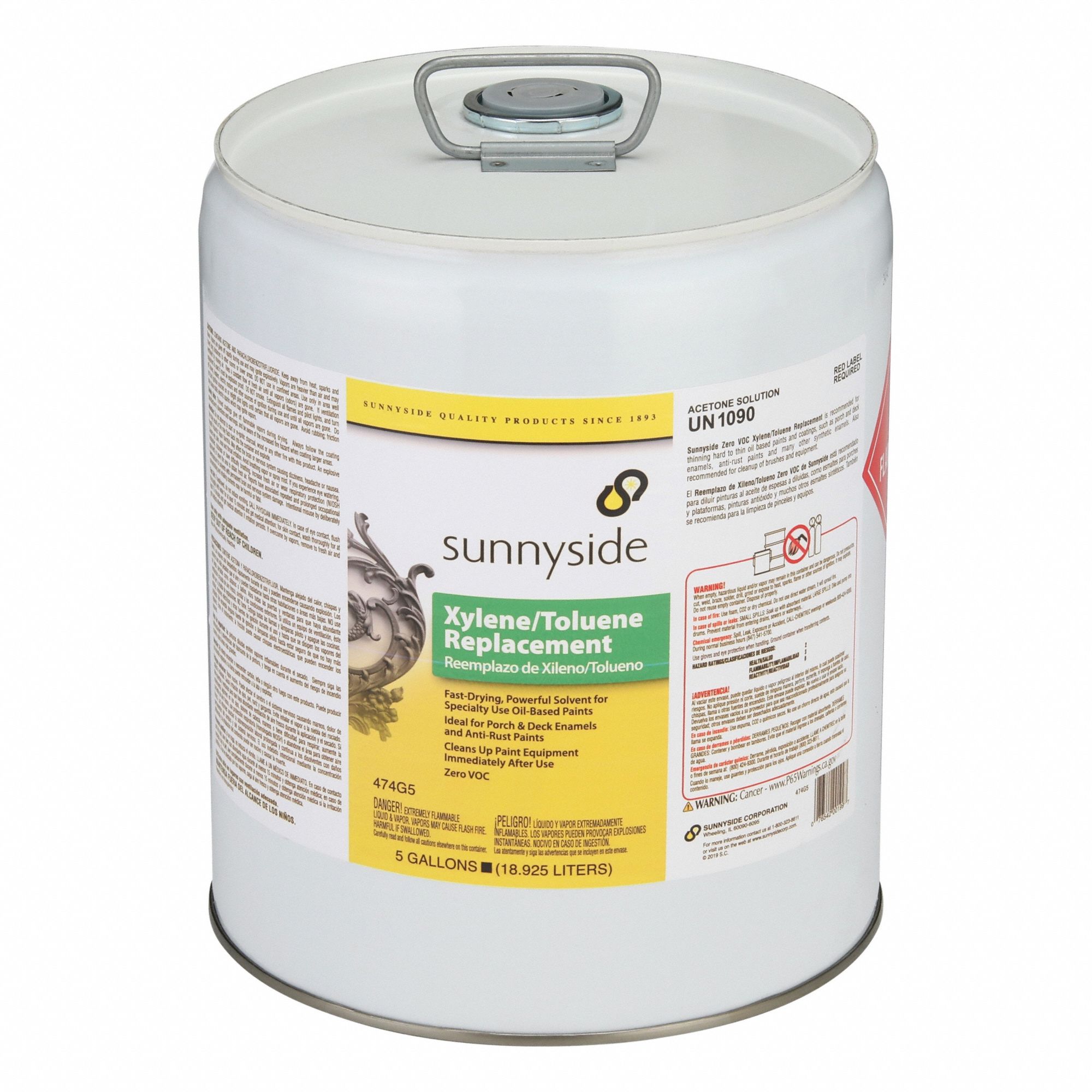 SUNNYSIDE, Pail, Solvent, Xylene/Toluene Replacement Solvent - 499H56 ...