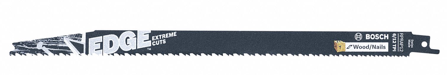 BOSCH, 6/12 Teeth per Inch, 12 in Blade Lg, Reciprocating Saw Blade ...