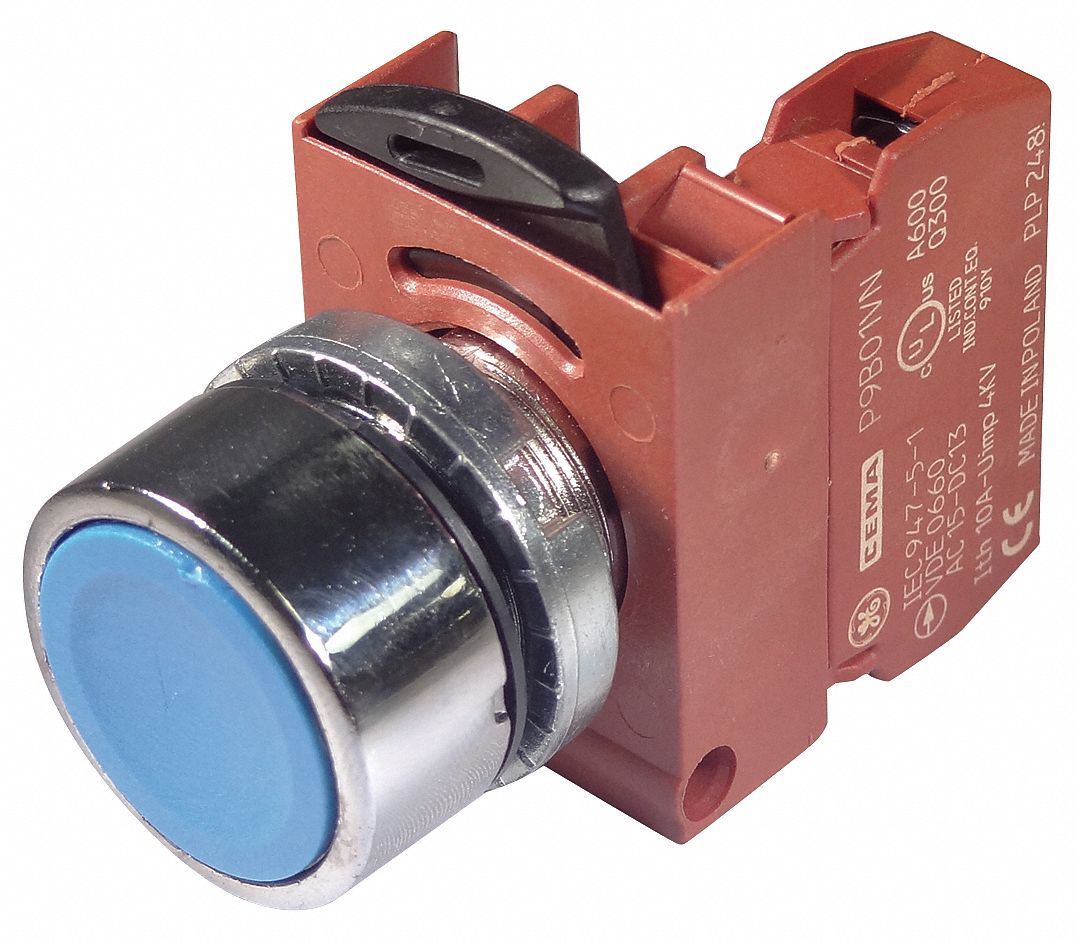 ABB Non-Illuminated Push Button: 22 mm Size, Momentary Push, Blue, 1NC ...